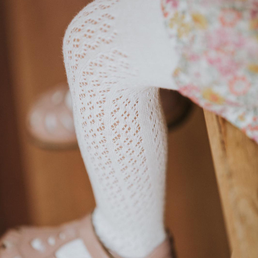 Pointelle Cream Tights | Minihaha
